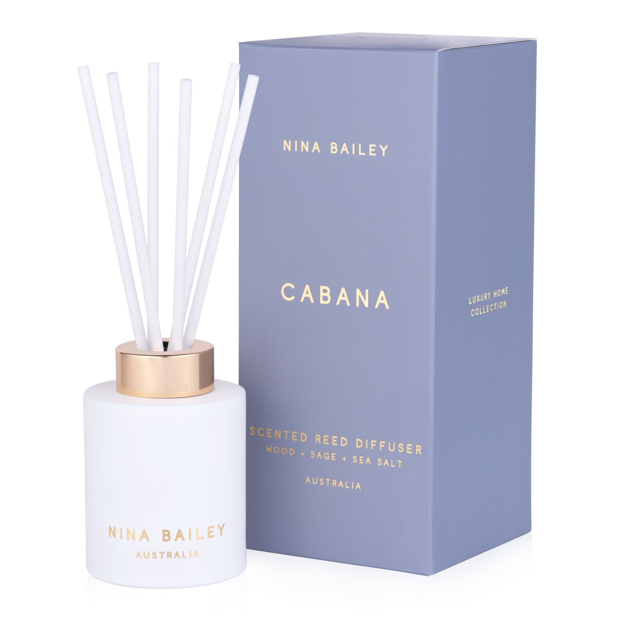 Cabana - Wood, Sage & Sea Salt Luxury Reed Diffuser – Nina Bailey